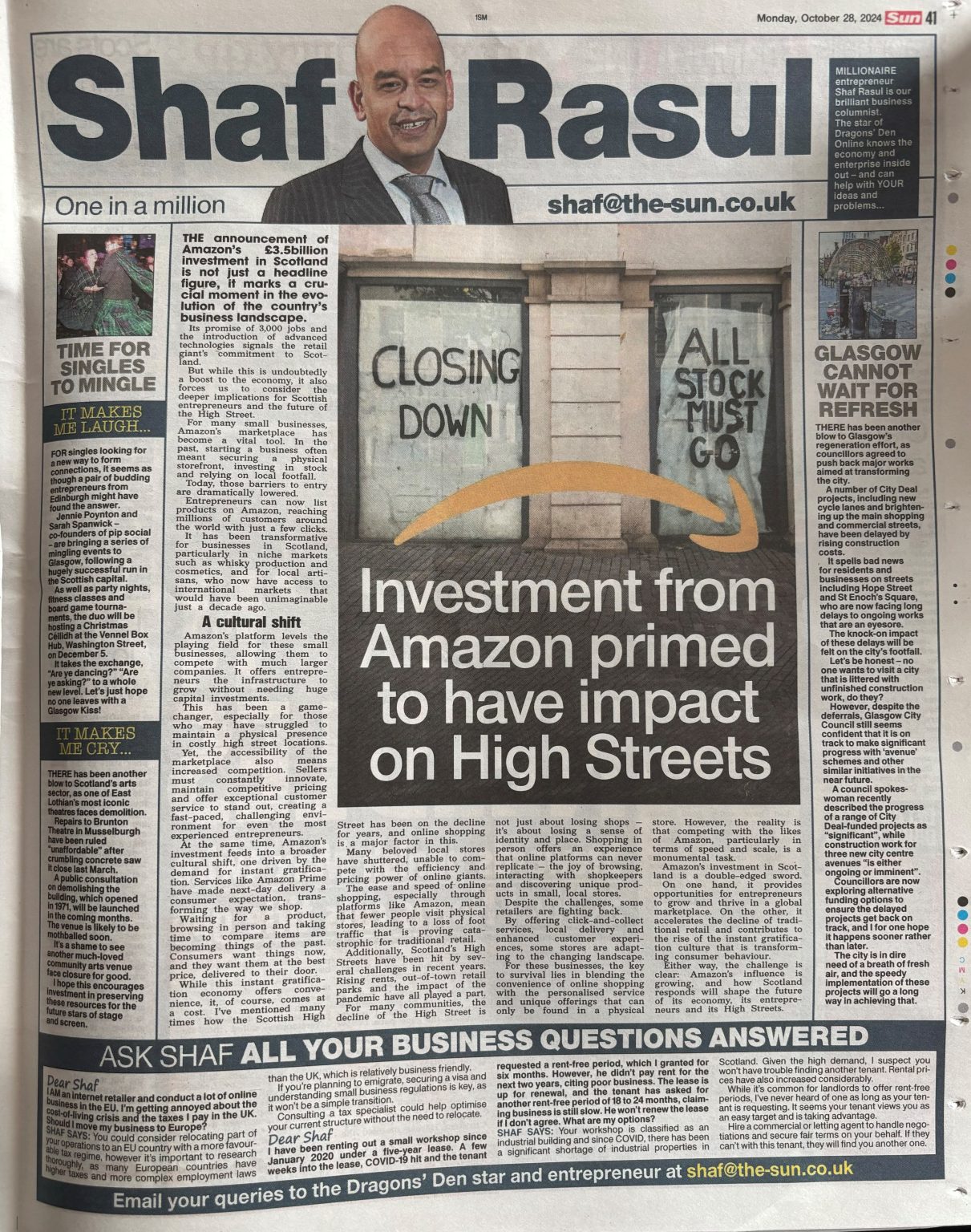 Investment from Amazon primed to have impact on High Streets - Shaf Rasul